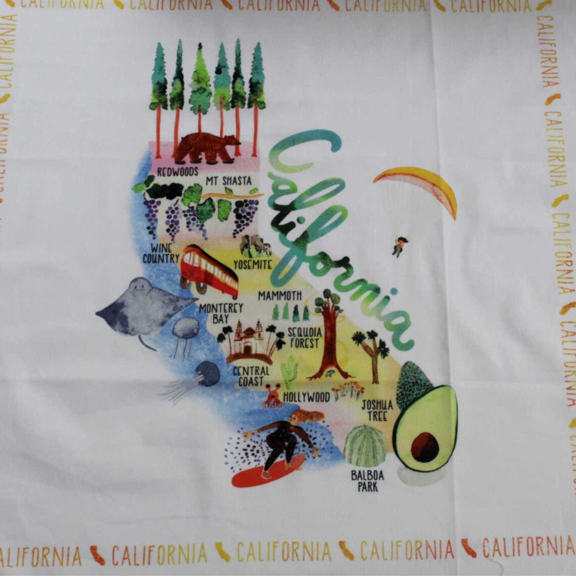 100% Cotton Fabric California State Panel Cotton Fabric - Etsy