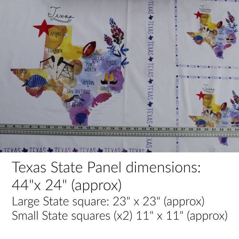 100% Cotton Fabric Texas State Panel Cotton Fabric | Etsy