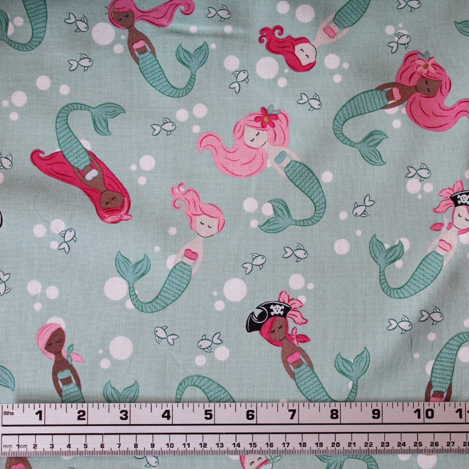Ahoy Mermaids Main Seafoam Riley Blake Fabric 100% Cotton | Etsy