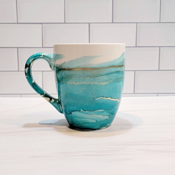 Blue and Gold Mug - Etsy