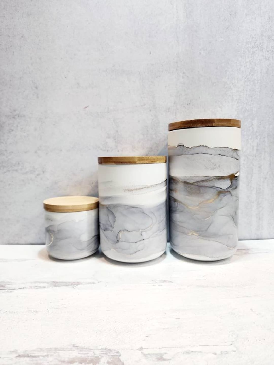 Gray Kitchen Canisters, Ceramic Canisters, Coffee Canisters, Bathroom ...