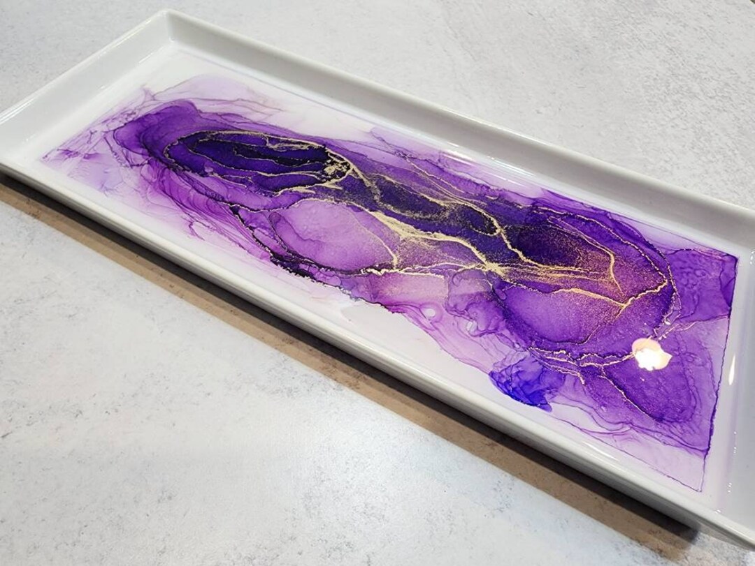 Purple Coffee Table Tray, Decorative Coffee Table Tray, Purple Trinket ...