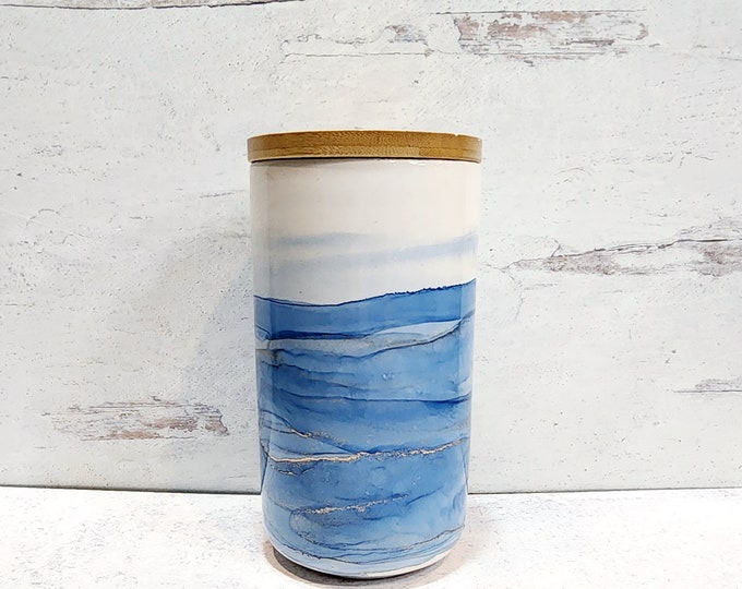 Blue Kitchen Canister, Ceramic Canister, Coffee Canister, Bathroom ...