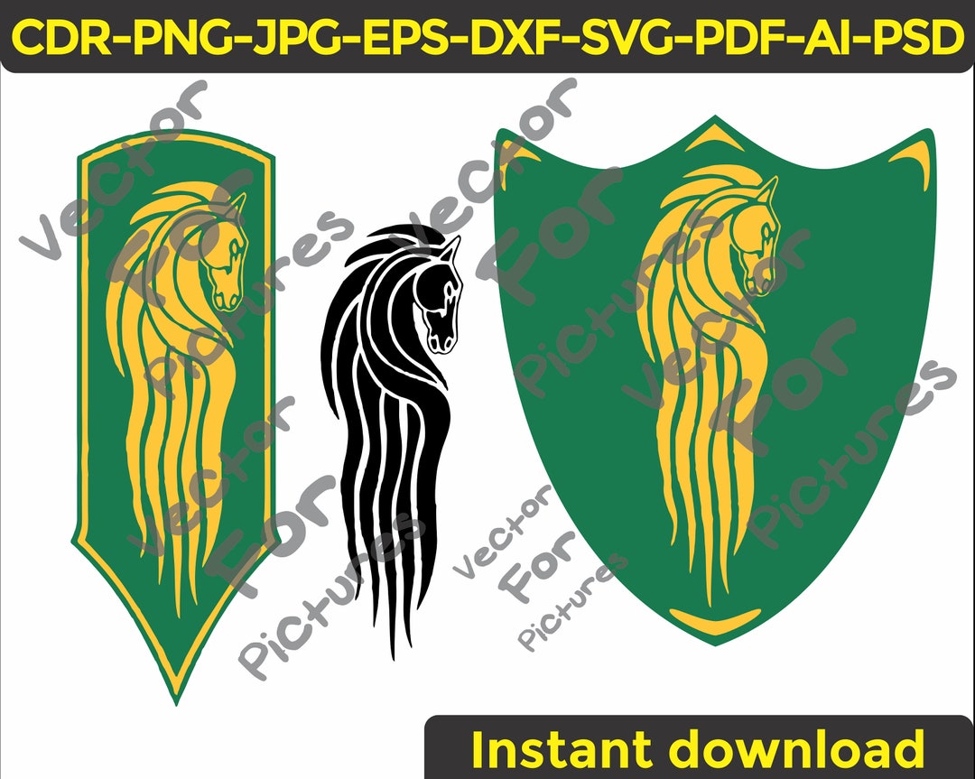 Lotr Cutting Files Lord of the Rings Sign Symbol Flag Rohan Horse Vector Cdr Dxf Svg Pdf Svg Ai ...