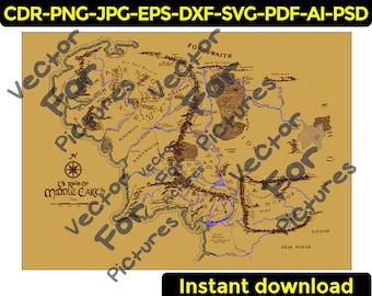 Thrór's Map Vector Cutting Files Lord of the Rings Lotr Cdr Svg Eps Dxf ...