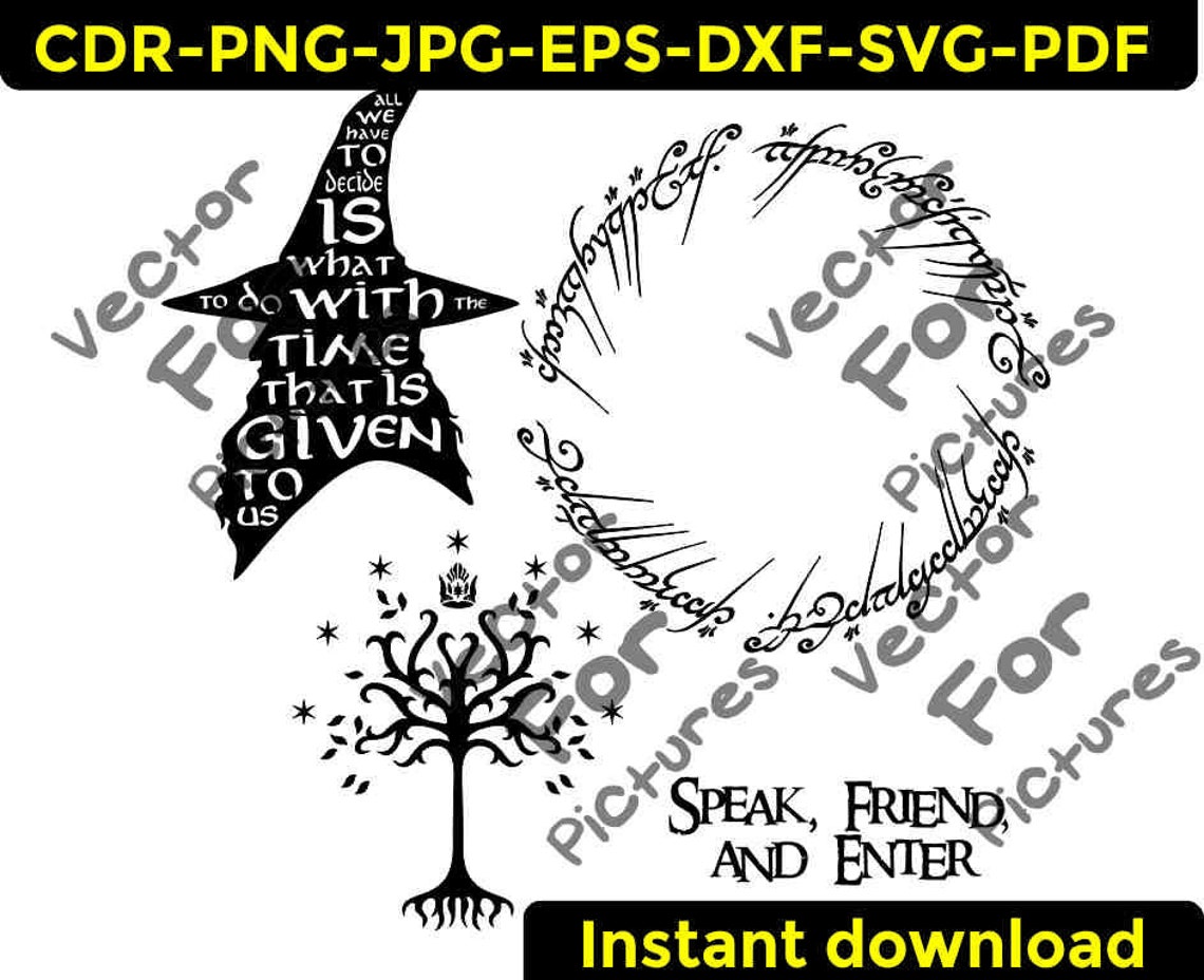 Lotr Cutting Files Lord of the Rings Kit Vector Wizard One Ring Moria ...