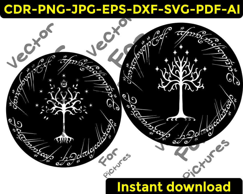 Lotr Lord of the Rings Gondor Vector Cutting Files White Tree Cdr Pdf ...