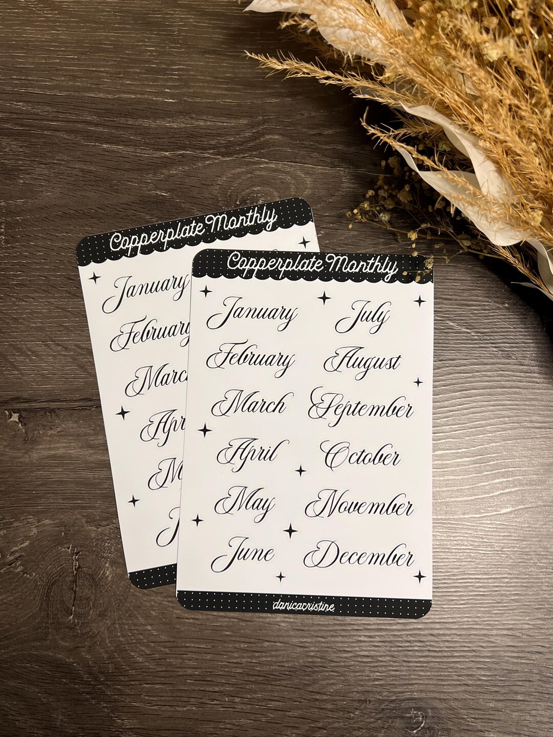 Copperplate Calligraphy Monthly Stickers | Planner, Journal - Etsy