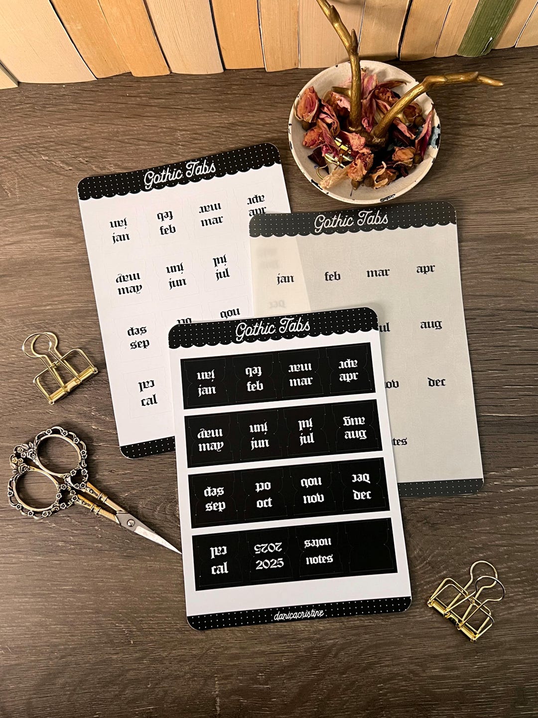 Gothic Large Planner Tabs Sticker Sheet | Bullet Journal Sticker Sheet ...