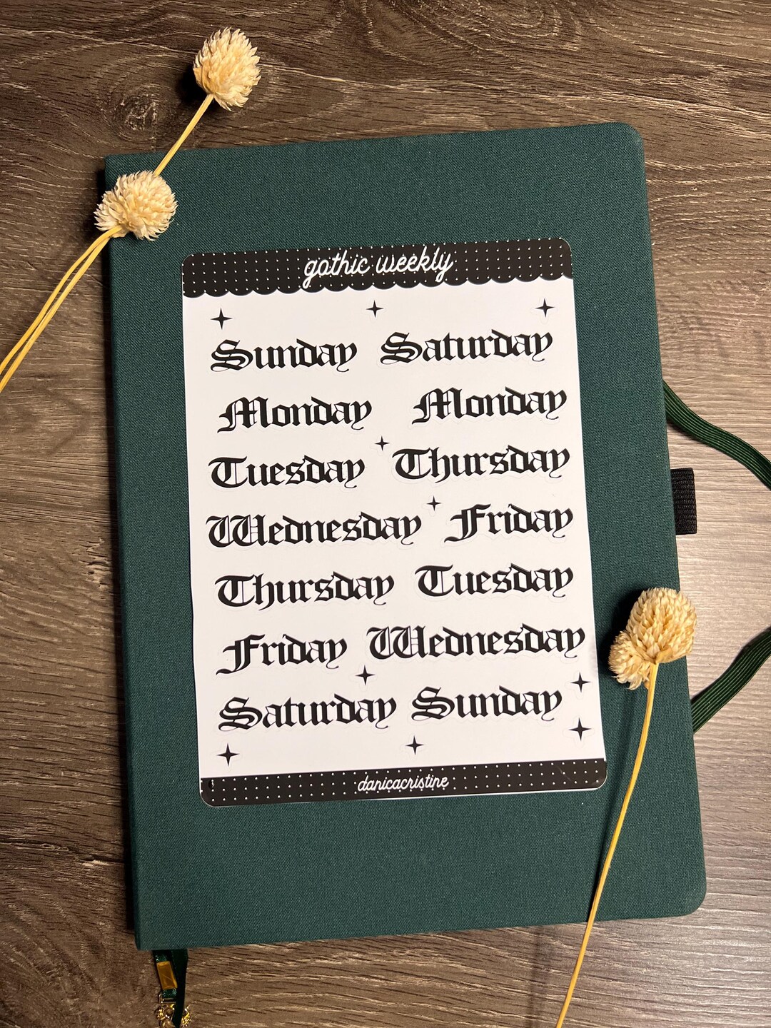 Gothic Weekly Header Sticker Sheet | Bullet Journal Sticker Sheet ...
