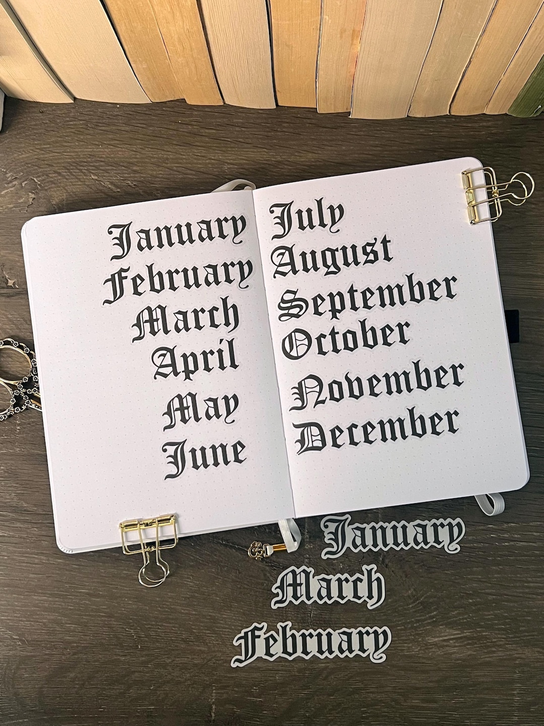 Large Gothic Die Cut Monthly Headers | Bullet Journal | Journal ...