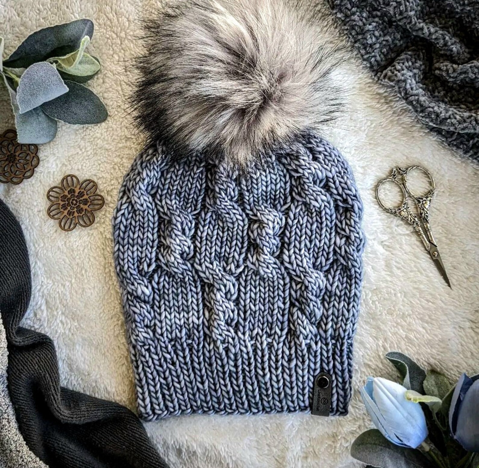 Comfy Cable Beanie Knitting Pattern: Bulky Yarn, Folded Brim (PDF ...