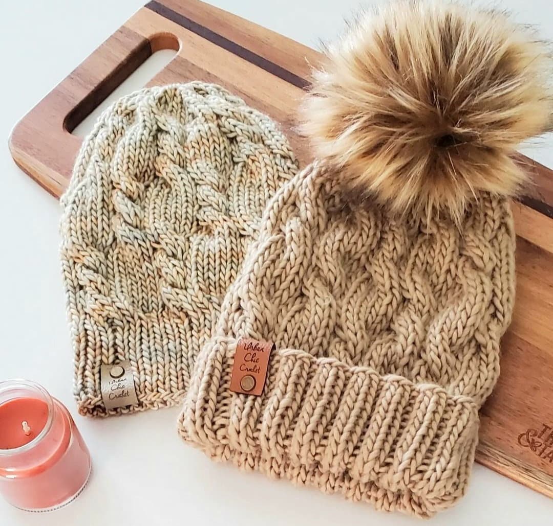 Comfy Cable Beanie Knitting Pattern: Bulky Yarn, Folded Brim (PDF ...