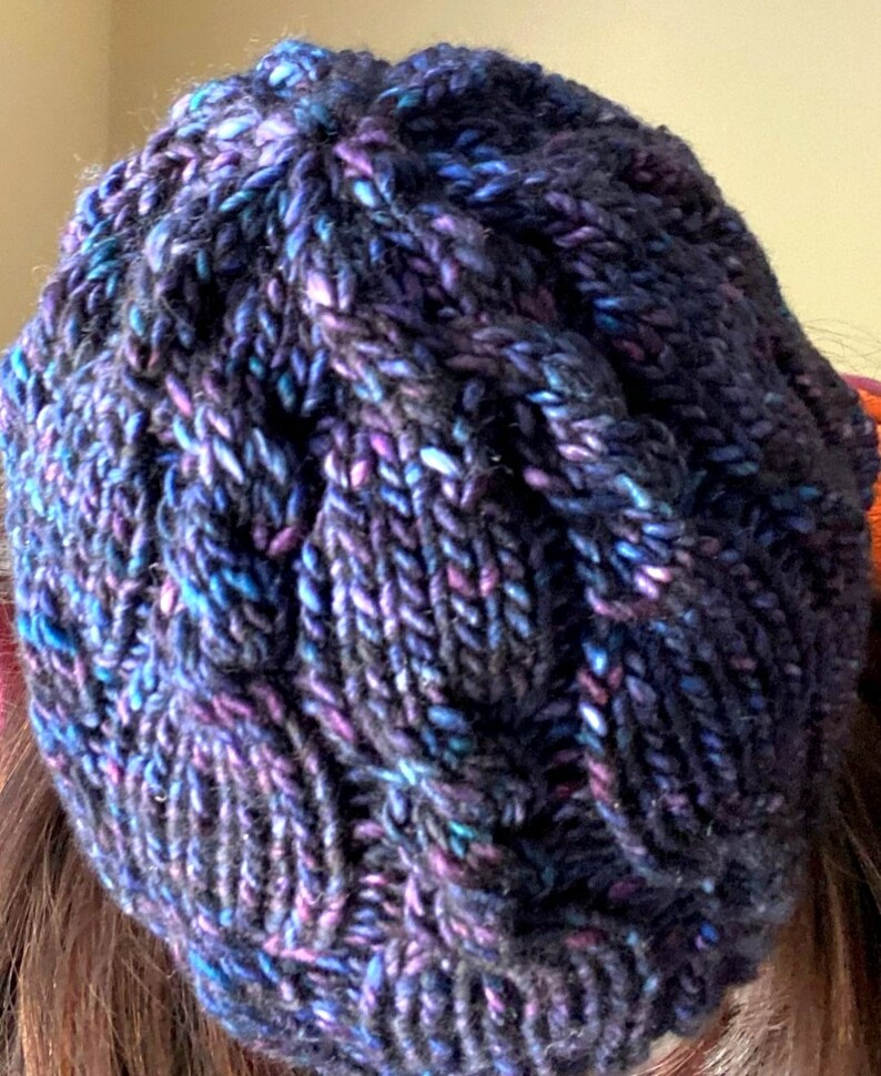 Comfy Cable Beanie Knitting Pattern: Bulky Yarn, Folded Brim (PDF ...