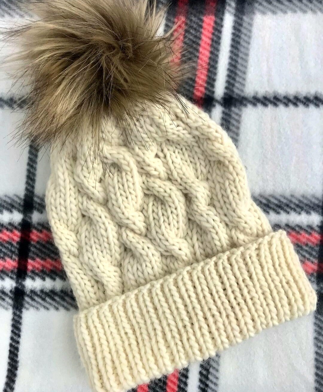 Comfy Cable Beanie Knitting Pattern: Bulky Yarn, Folded Brim (PDF ...