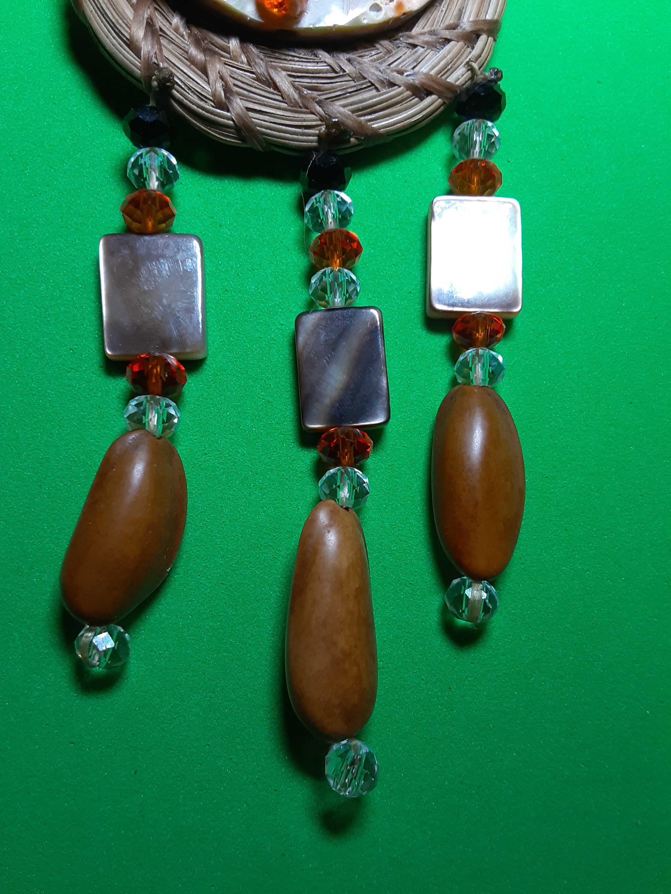 Native Abalone Pineneedle Basket with Bear