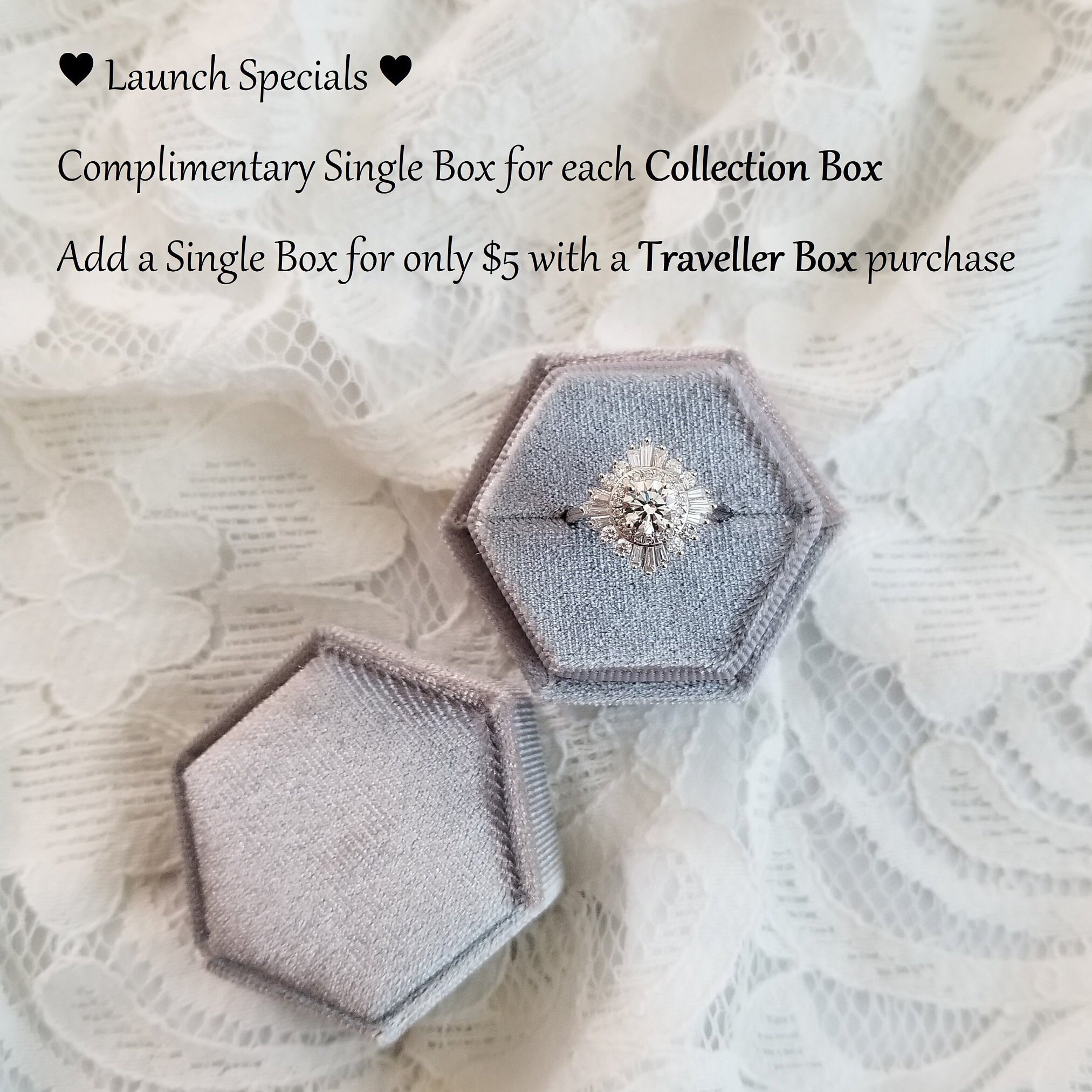 Velvet Ring Box Royal Grey Single Engagement Ring & | Etsy