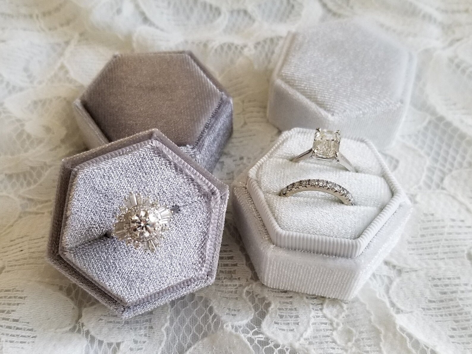 Velvet Ring Box Royal Grey Single Engagement Ring & - Etsy