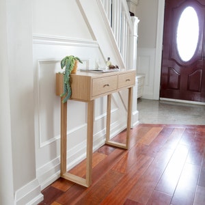 White Oak Narrow Entryway Console Table With Drawers - Etsy
