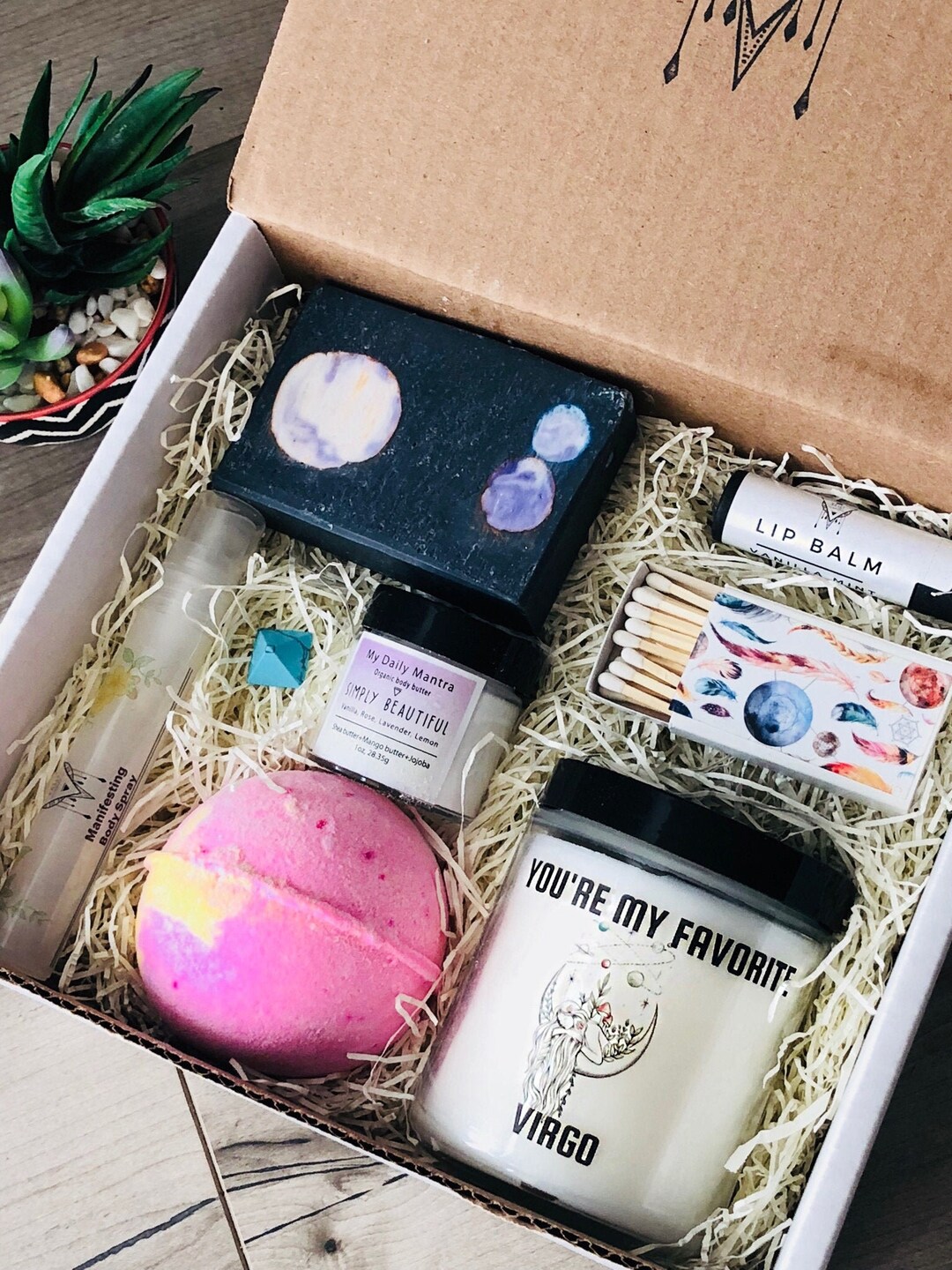 Virgo Zodiac Gift Set | Organic Body Care, Soy Candle & Bath Bomb - Etsy