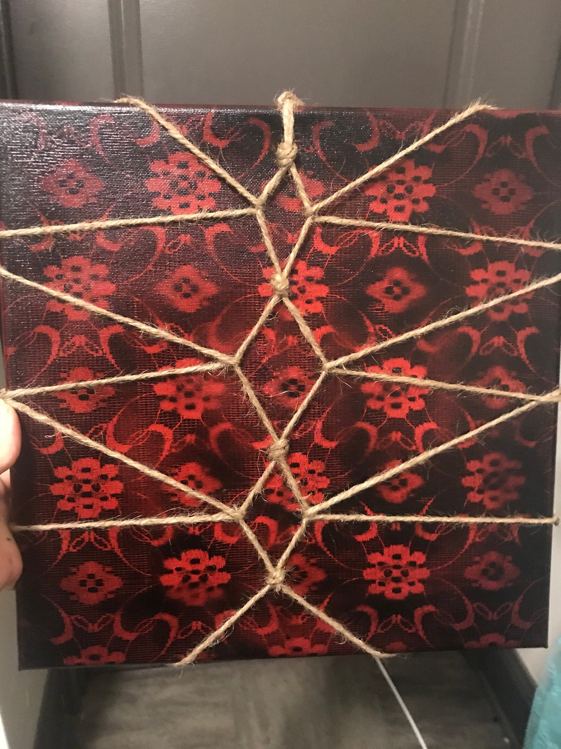 Red Floral Shibari Jute Wrapped Canvas - Etsy