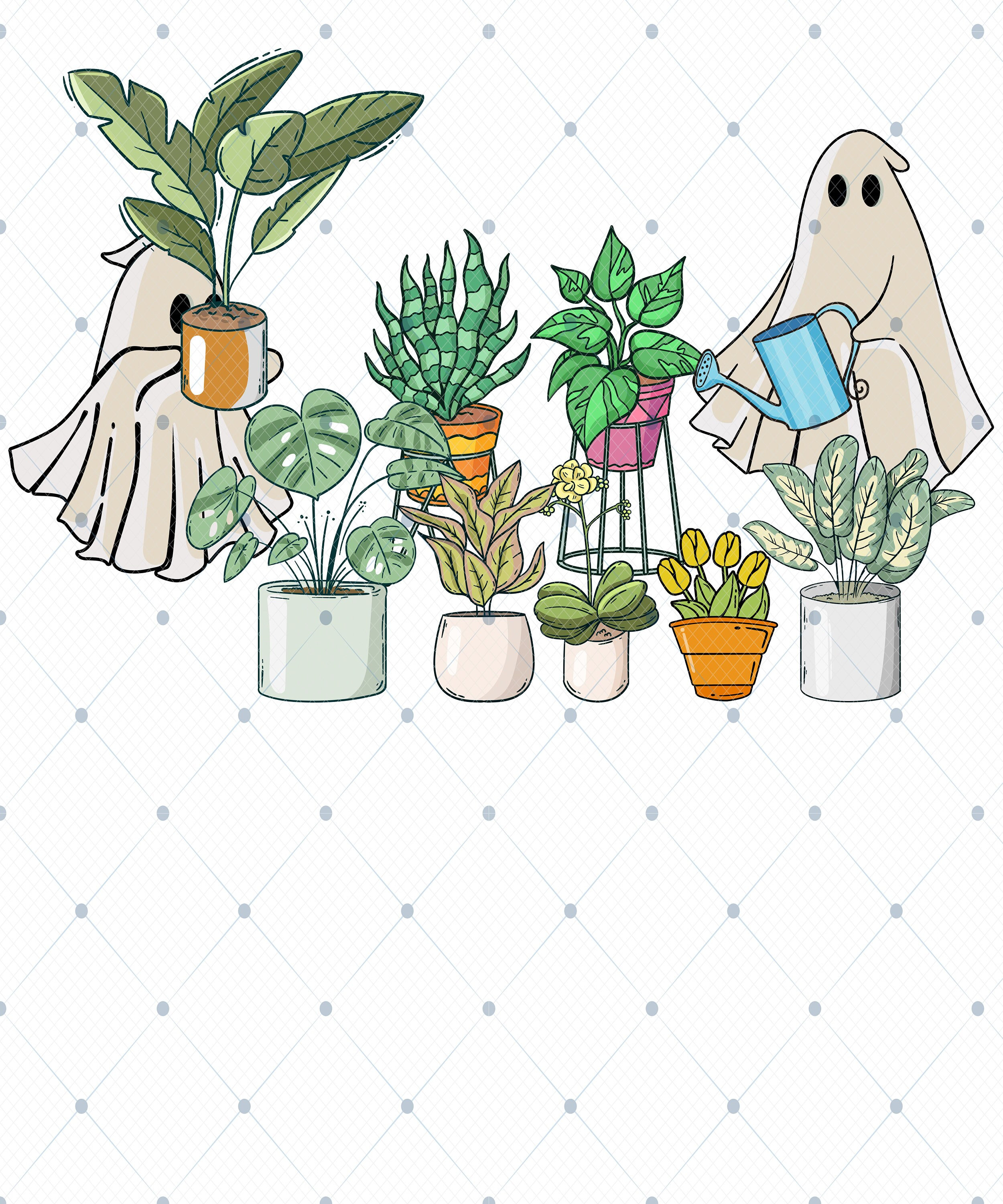 Ghost Plant Png, Ghost Plant Lady Png, Gardening Gift, Halloween Ghost ...