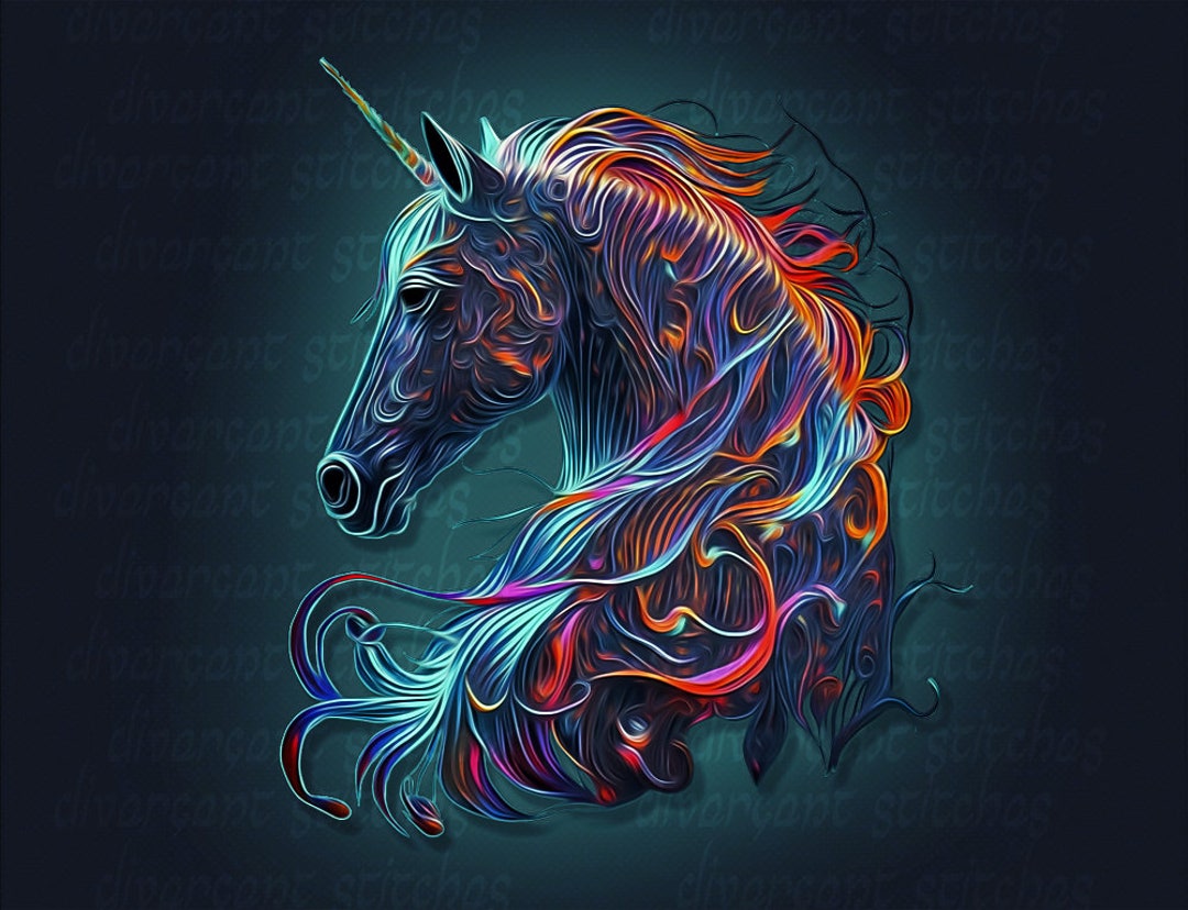 Sublimation Graphic - Neon Rainbow Unicorn Head - Commercial Use - Etsy