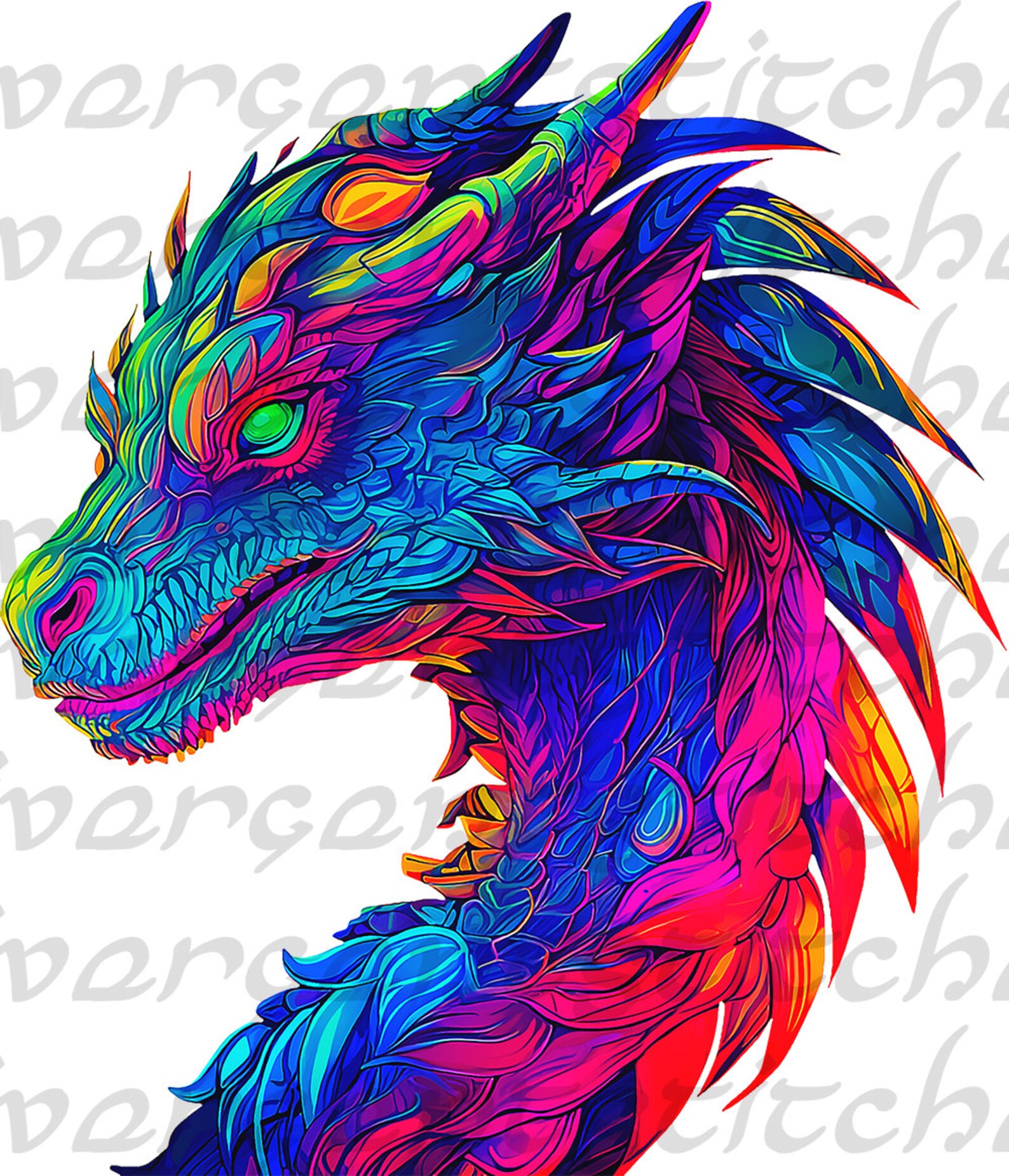 Sublimation Graphic BUNDLE - All 4 Neon Dragon PNG Files - Commercial ...