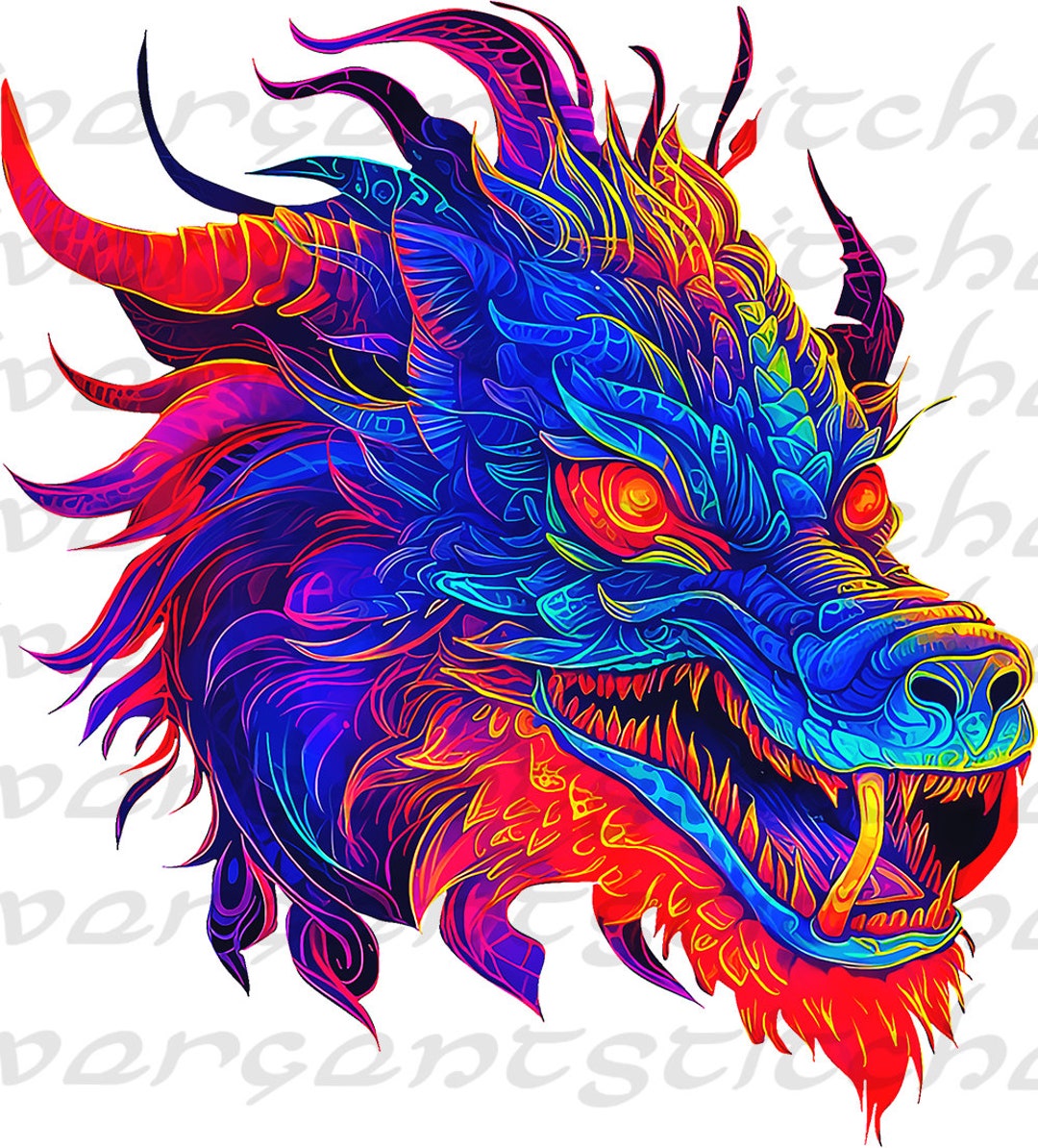 Sublimation Graphic - Neon Dragon 4 - Commercial Use - Etsy