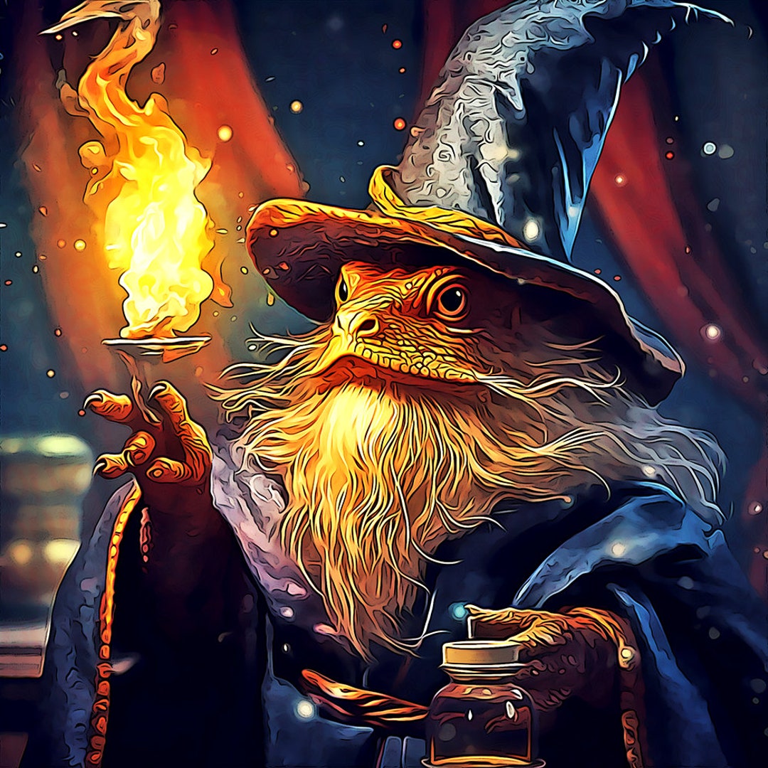 Sublimation Graphic Printout Transfer Bearded Dragon Wizard Commercial ...