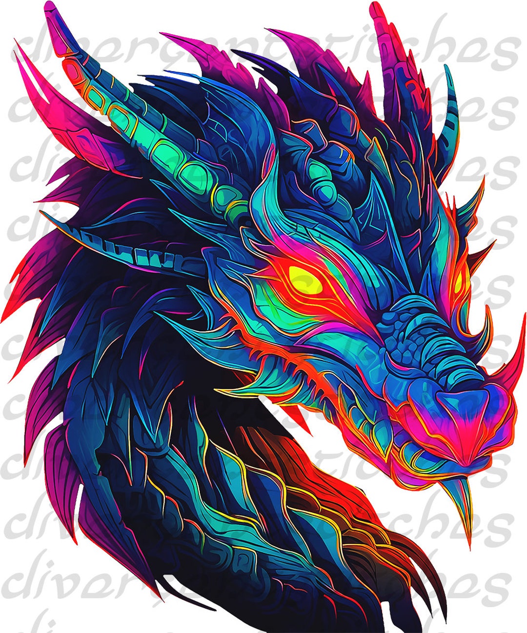 Sublimation Graphic - Neon Dragon 3 - Commercial Use - Etsy