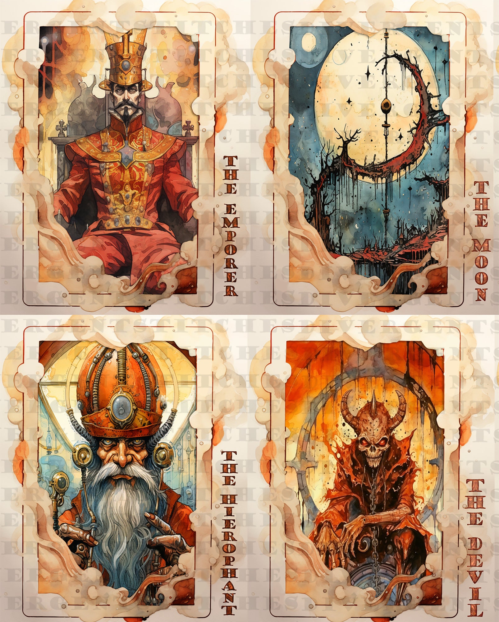 Seamless Pattern - Steampunk Tarot Cards - Limited Commercial Use - Etsy