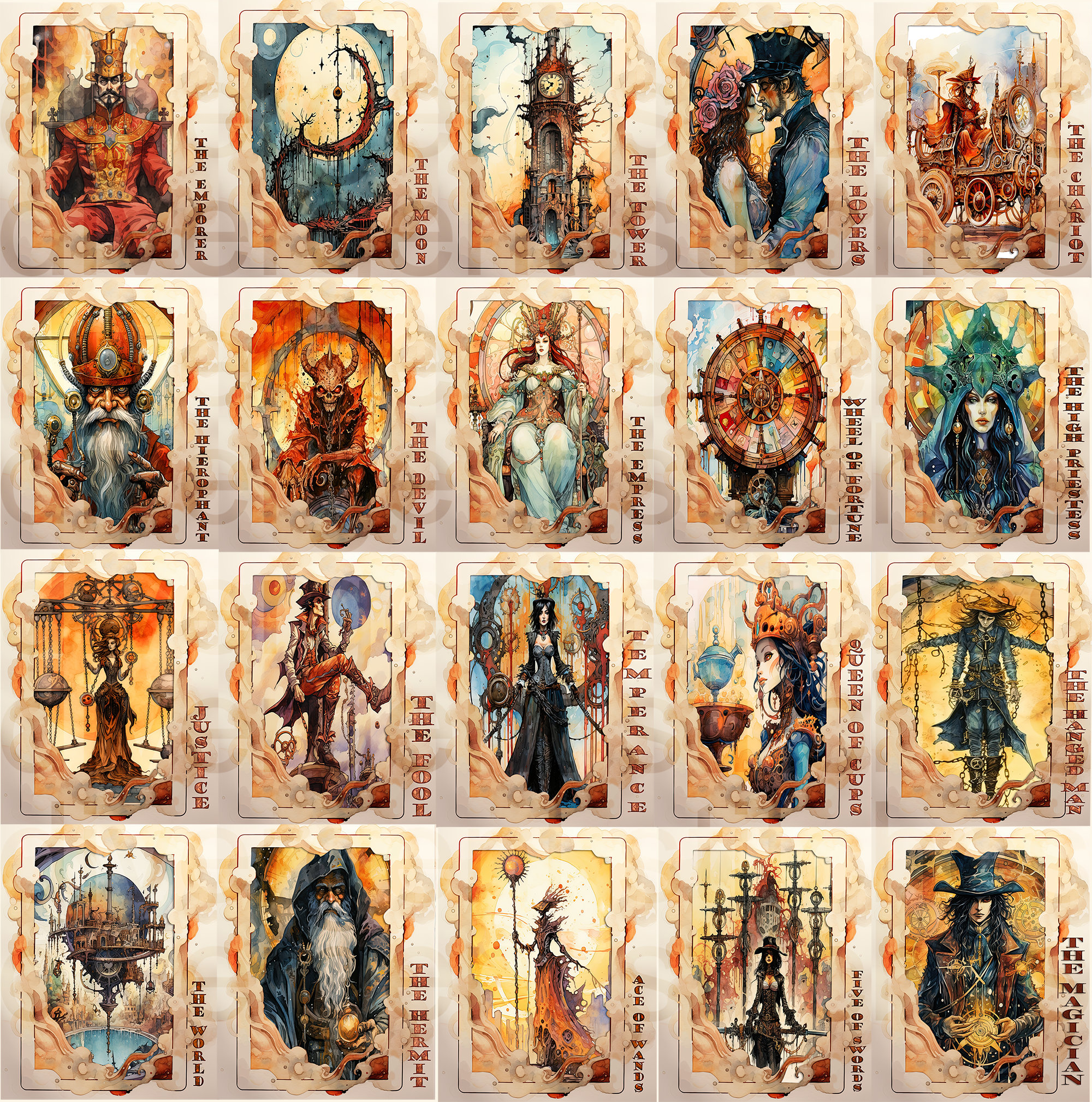 Seamless Pattern - Steampunk Tarot Cards - Limited Commercial Use - Etsy