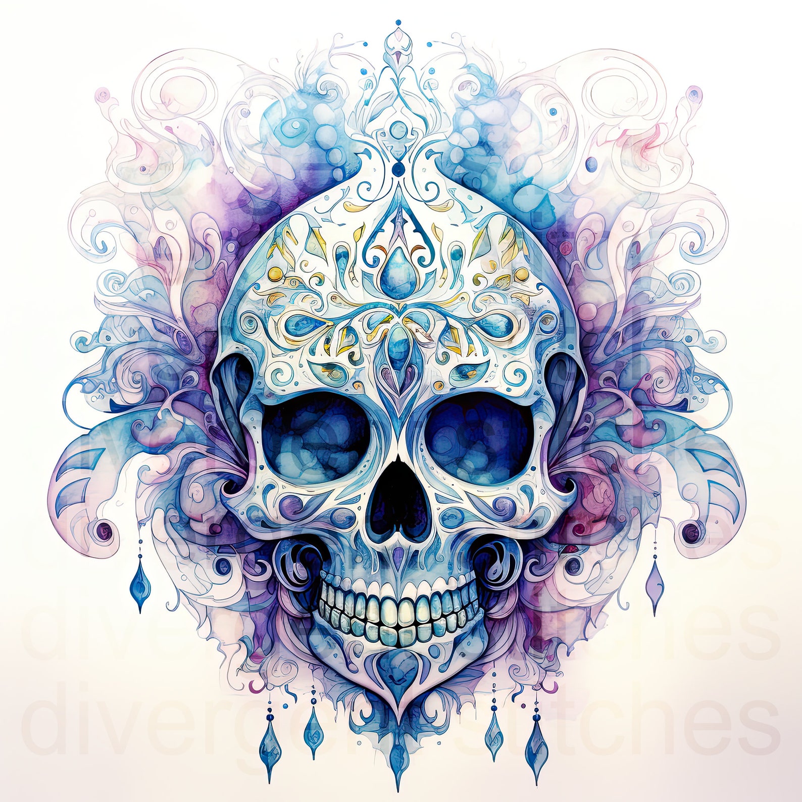 Sublimation Graphic Printout Transfer - Purple Paisley Skull ...