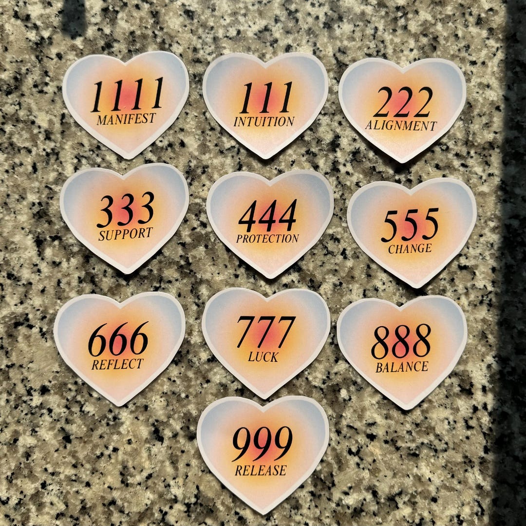 Angel Number Stickers 111 222 333 444 555 666 777 888 999 1111 Manifest ...