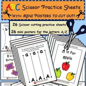 Alphabet Scissor Practice Sheets - Etsy