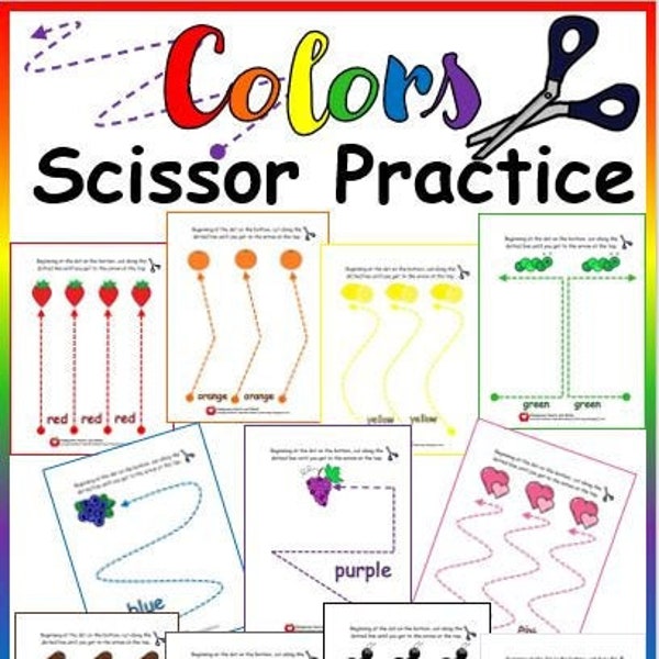 Scissor Skill Worksheets for Kids Practical Life Montessori Cutting ...