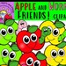 Apple and Worm Friends Clipart - Etsy
