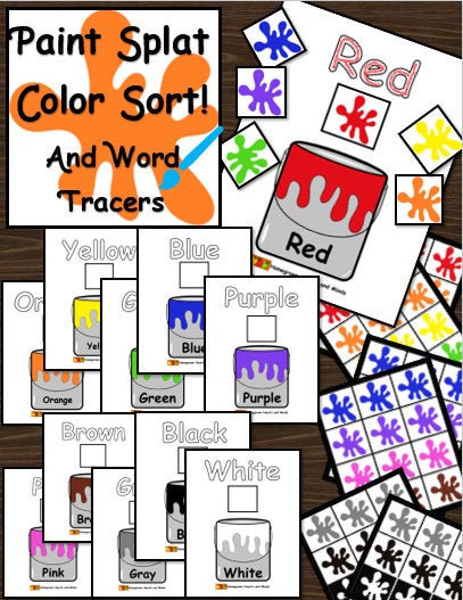 Paint Splat Color Sort With Word Tracers - Etsy