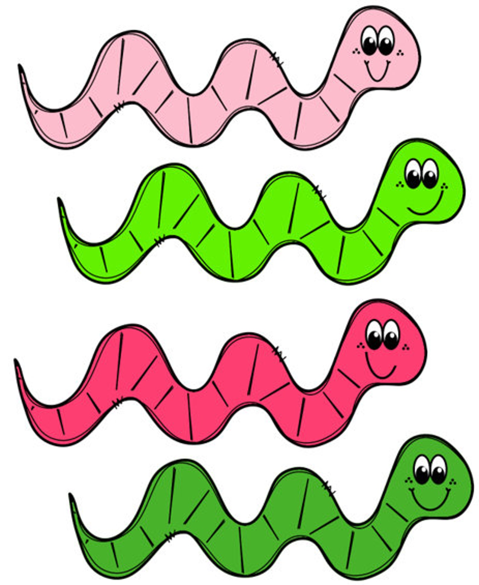 Apple and Worm Friends Clipart - Etsy