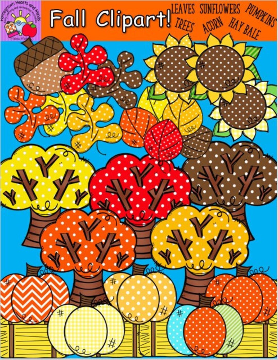 Fall Clipart (leaves, Trees, Sunflowers, Pumpkins, Hay, Acorn) - Etsy