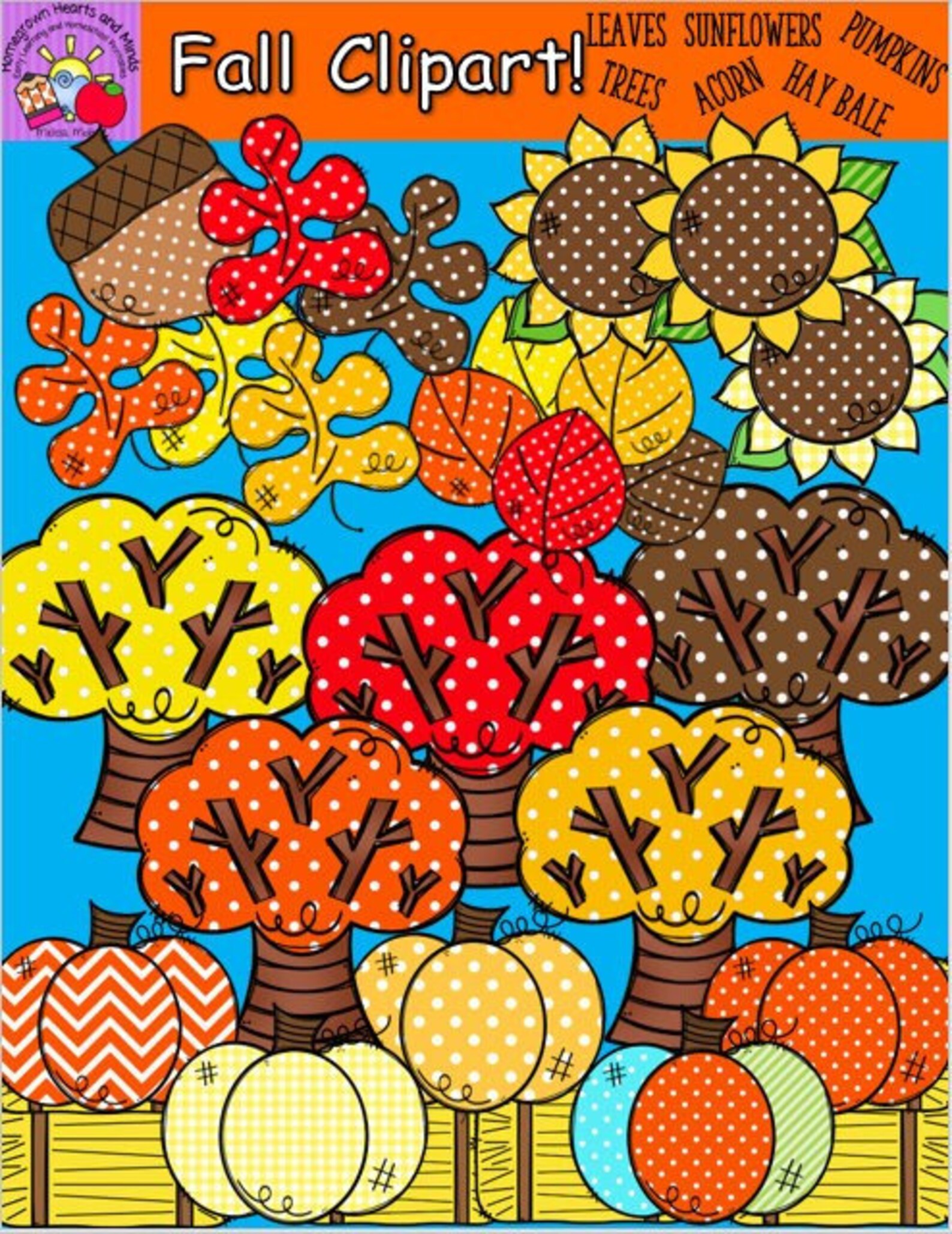 Fall Clipart (leaves, Trees, Sunflowers, Pumpkins, Hay, Acorn) - Etsy
