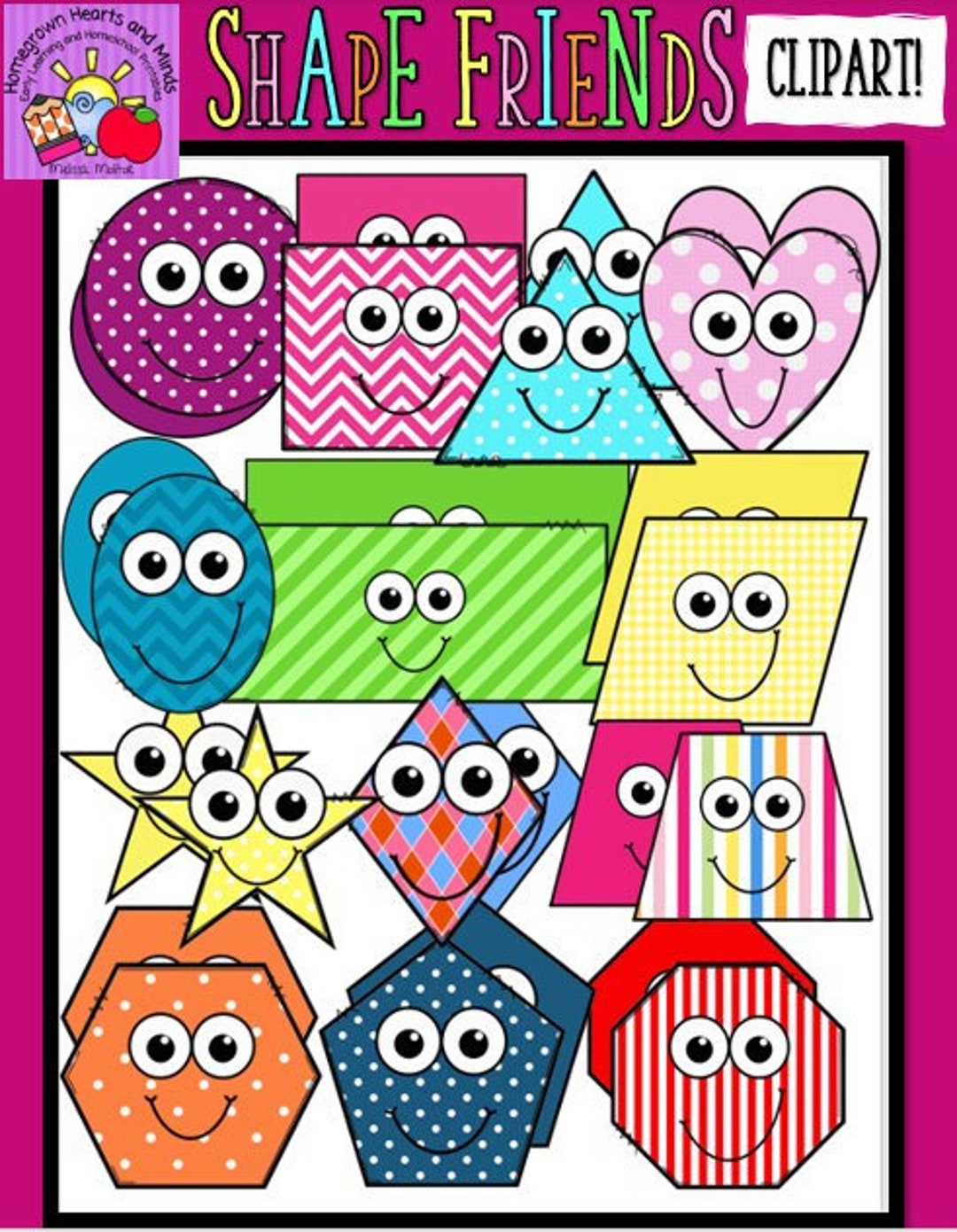 Shape Friends Clipart - Etsy