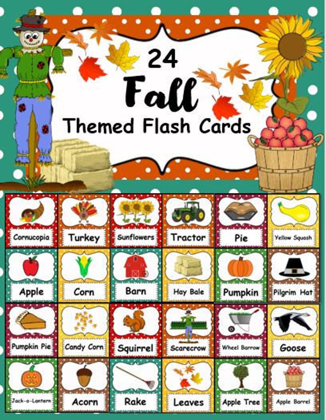 Fall Themed Flash Cards - Etsy