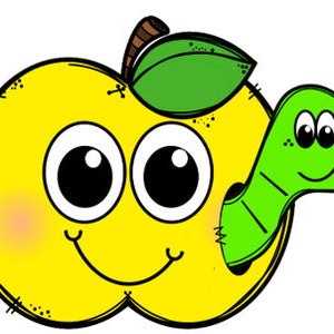 Apple and Worm Friends Clipart - Etsy
