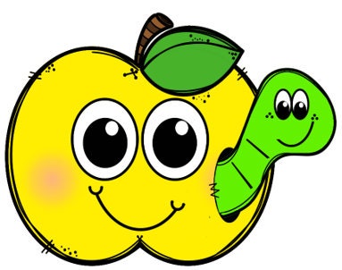 Apple and Worm Friends Clipart - Etsy