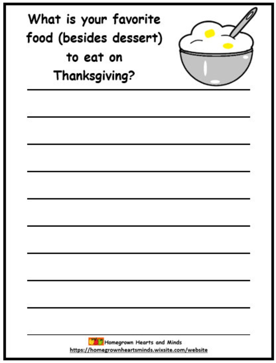 Thanksgiving Writing Prompts Etsy