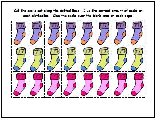 Socks on the Clothesline cut and Paste Numbers 1-10 - Etsy
