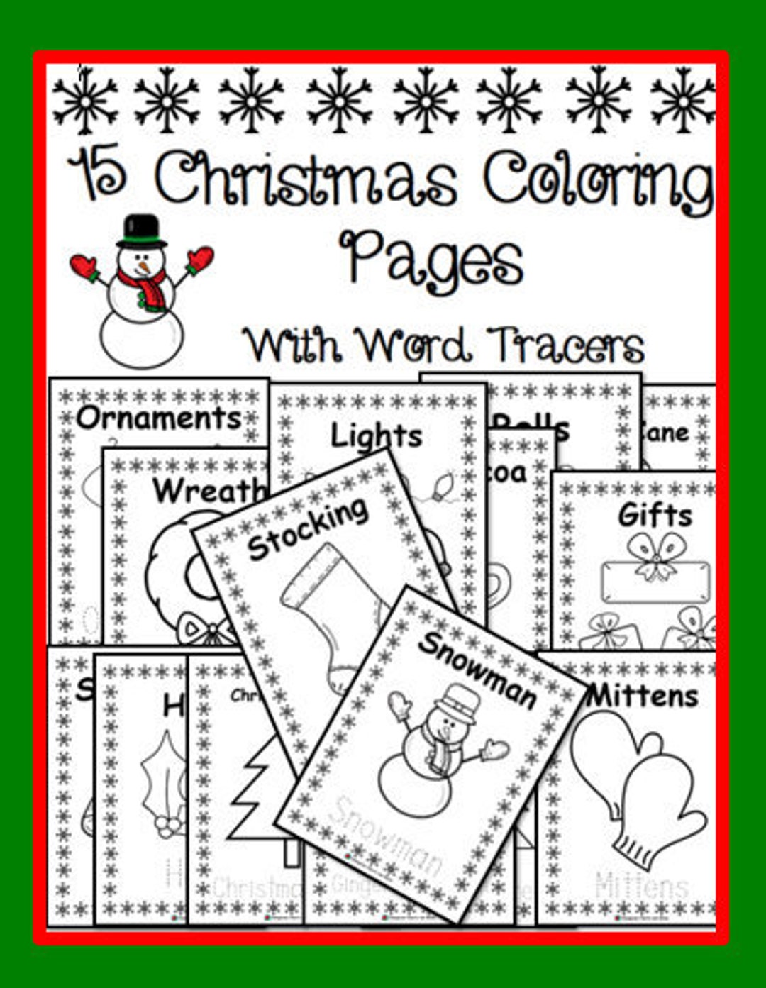 Christmas Coloring Pages With Word Tracers - Etsy