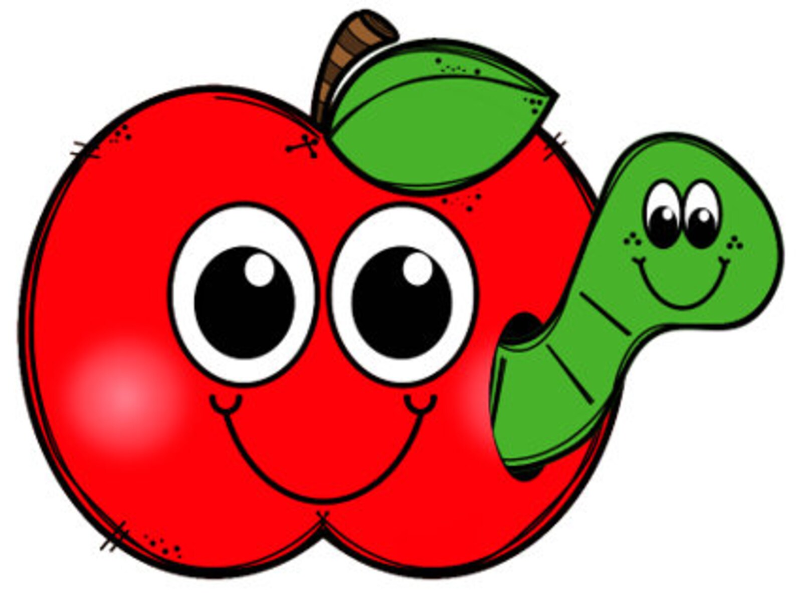 Apple and Worm Friends Clipart - Etsy